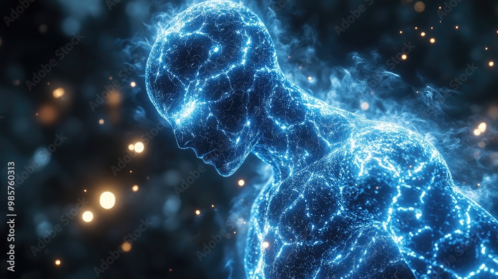 3D Illustration of a Hydrated Human Body Highlighting Electrolyte ...
