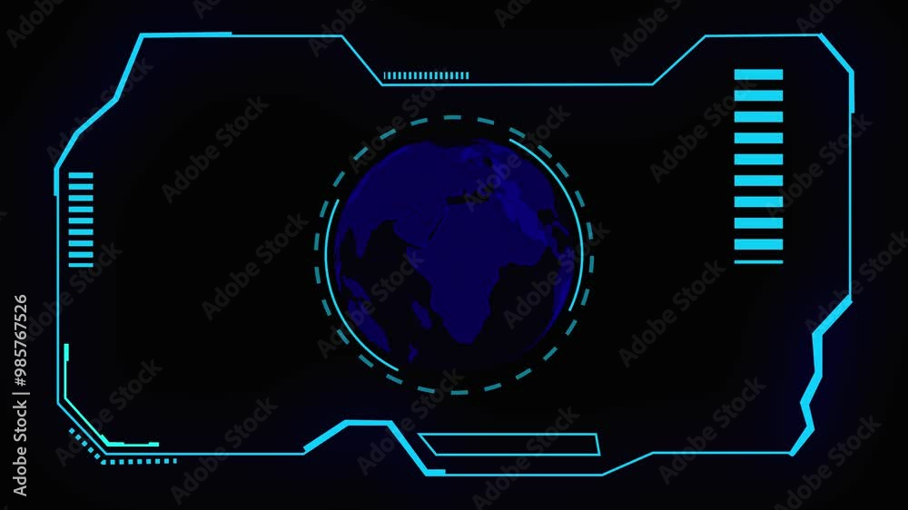 concept HUD animation with world map animation blue color analytic in ...