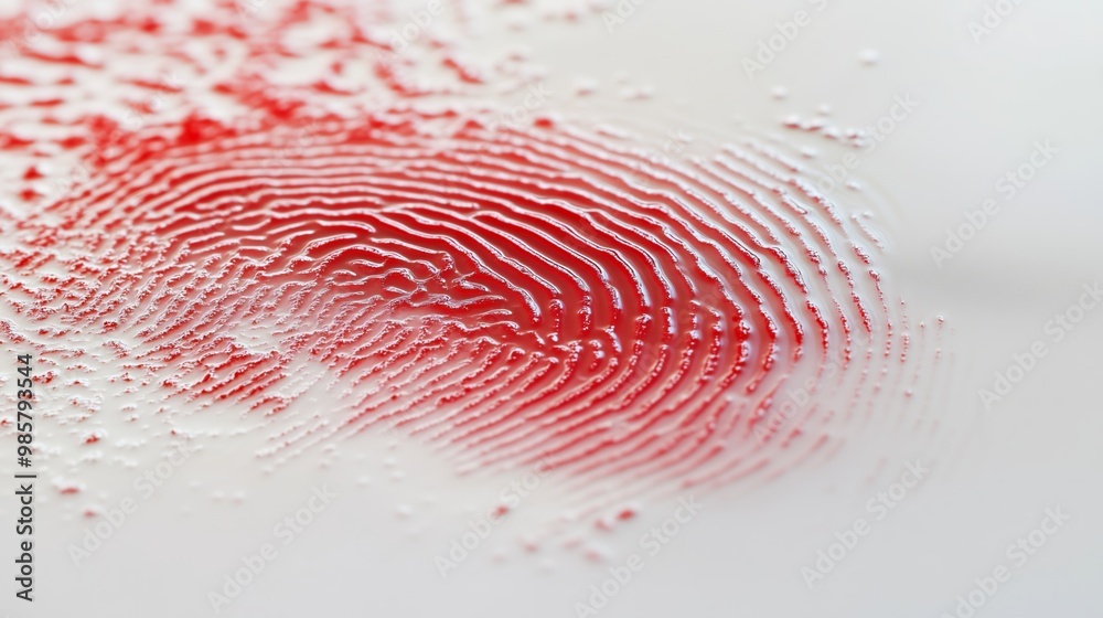 fingerprint, indented in clear white and red tinted interface ...