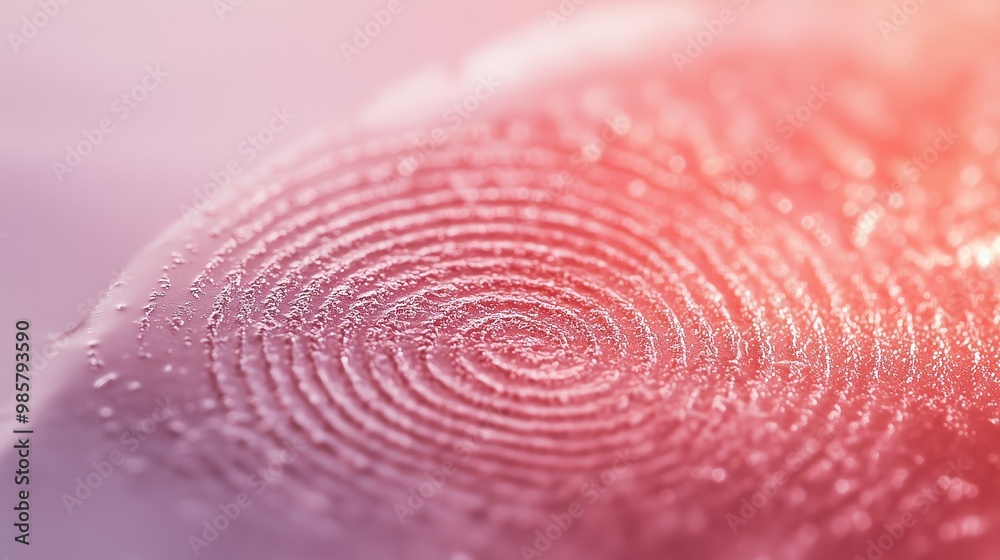 fingerprint, indented in clear white and red tinted interface ...