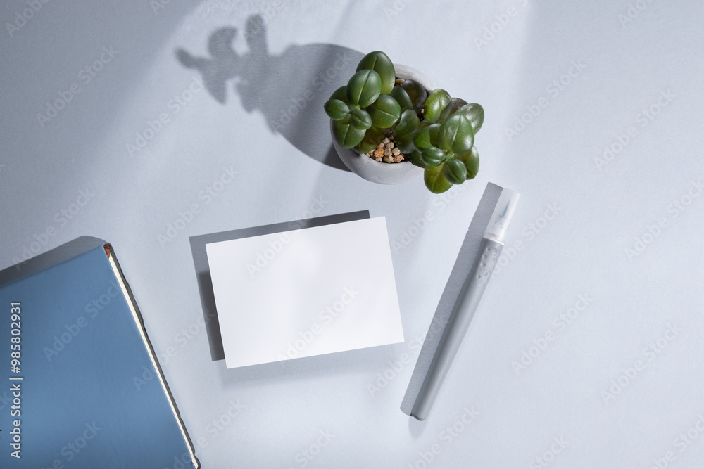 Blank business card, postcard on a color background. Place for text and ...