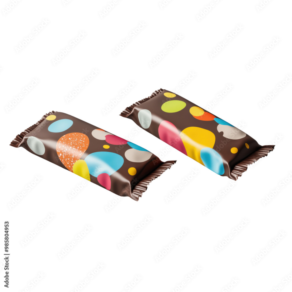 Rectangular candy bar packaging mockup with an editable label, png ...
