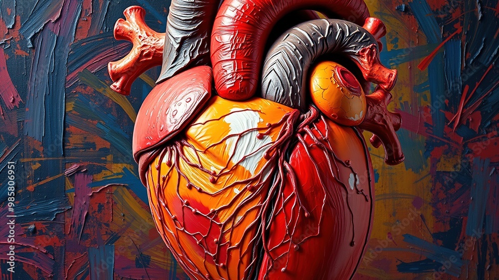 A 3D illustration of the human heart's internal structure reveals the ...