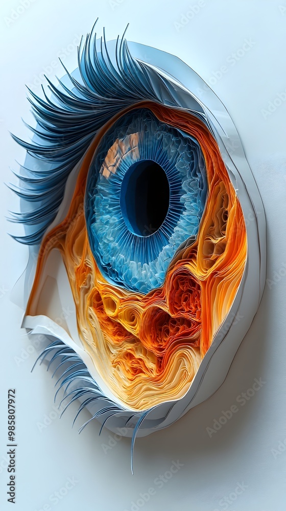 Detailed Paper Cut Cross Section of the Human Eye Structure Stock ...