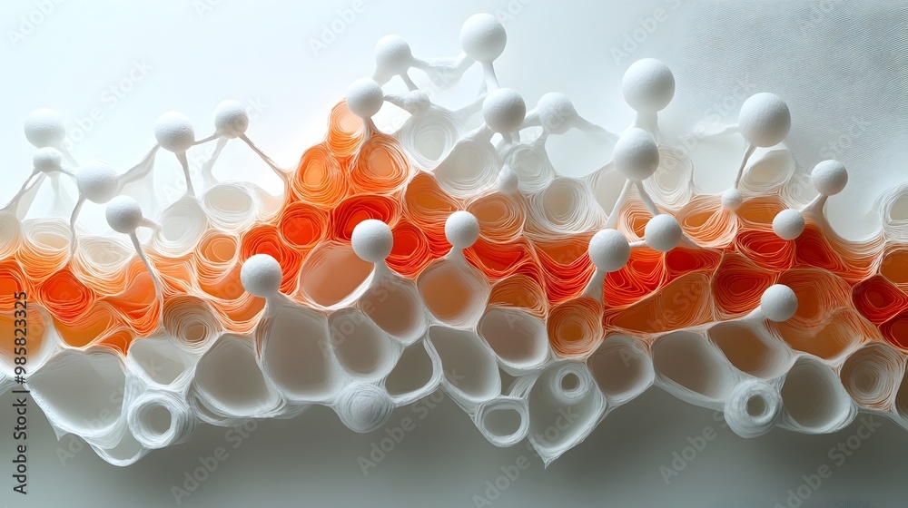 Layered 3D Paper Cut of Hydrogen Peroxide Molecule H2O2 with Oxygen and ...