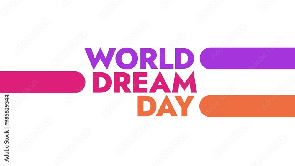 World Dream Day colorful motion graphics seamless loopable text ...