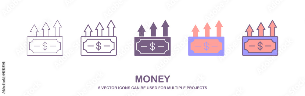 Inflation line icon. Continuous one line with curl. Money tax rate sign ...