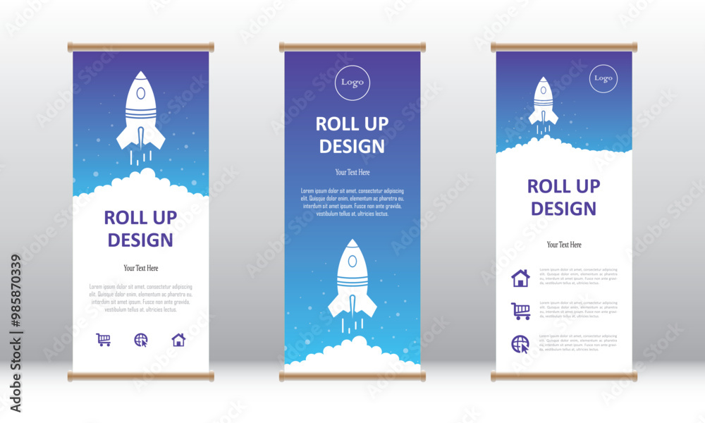 Vertical roll up banner design, project startup, business innovation ...