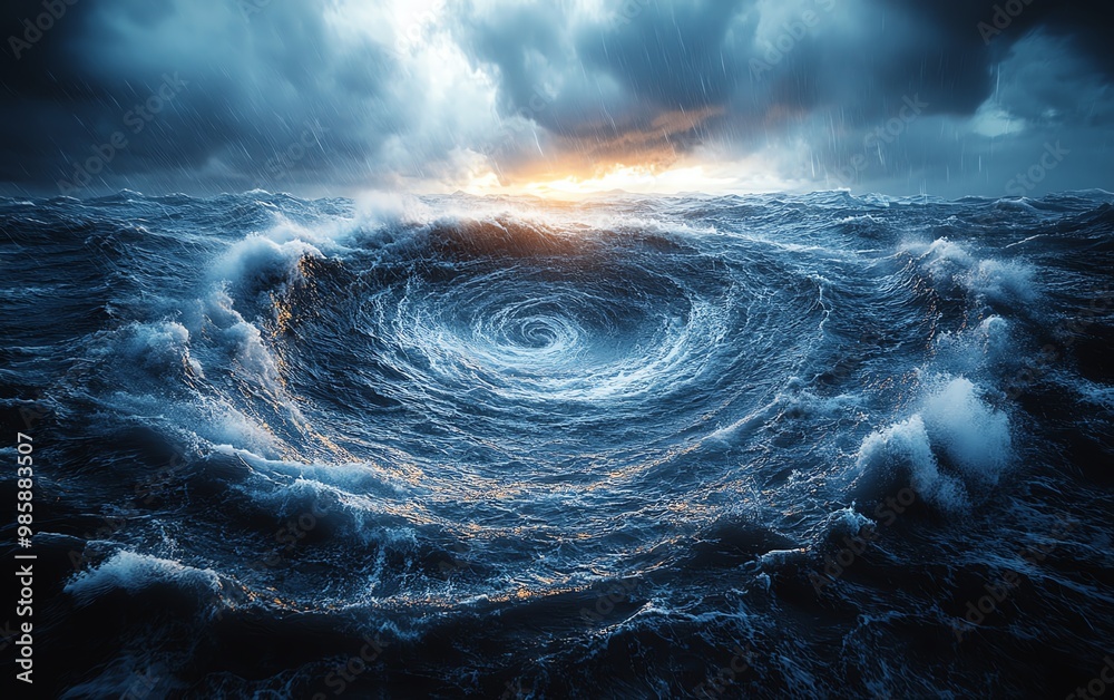 Tropical cyclone over the ocean, isolated on white background, clip art ...