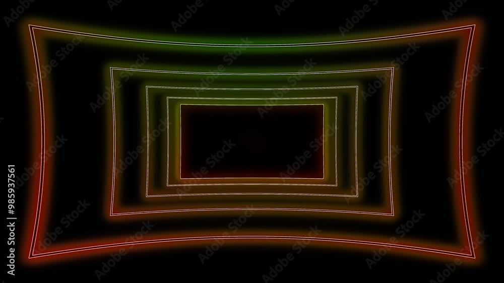 Orange green rectangles frames border zooming flying forward through ...