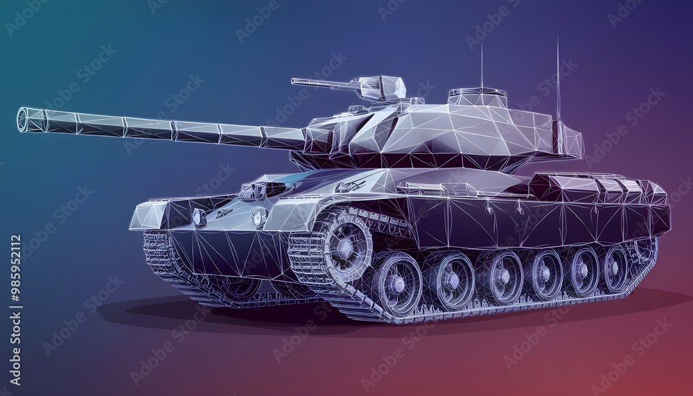 Abstract vector tank in polygons, lines and geometric shapes. Digital ...