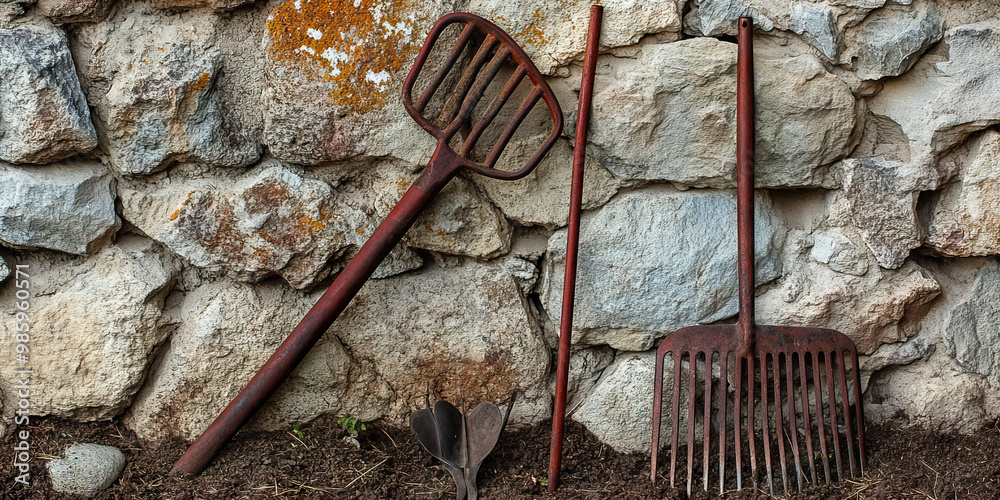 Quaint Harvesting Tools: A collection of traditional farming implements ...