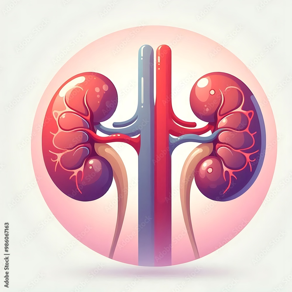 Kidney failure, flat illustration of human organs and systems, diseases ...