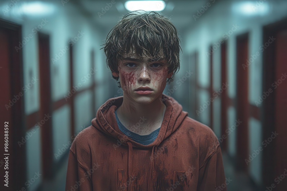 shadowed adolescent anguish evocative portrait of troubled teen in dark ...