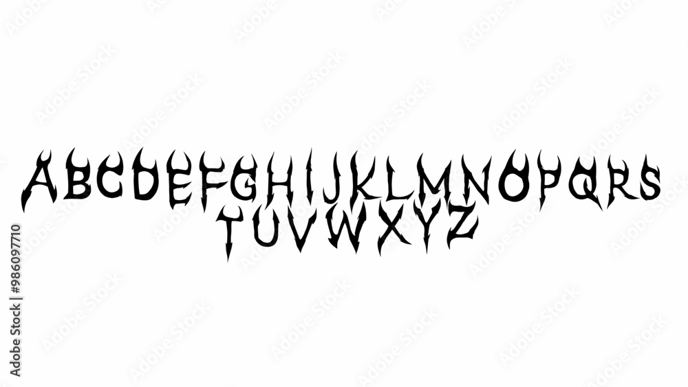 Gothic horn font, medieval dark y2k alphabet, letter typography print ...
