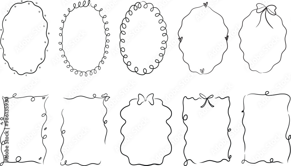 Poster Hand-Drawn Wavy Squiggle Borders and Frames set – Wall Art ...
