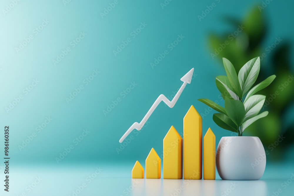 Upward trend line with arrow indicating growth on a graph Stock ...