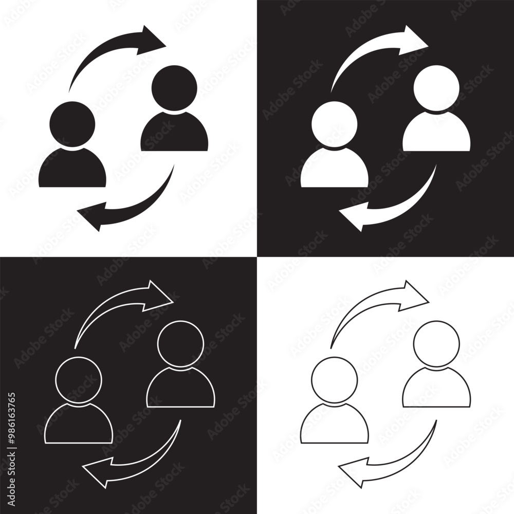 Exchange user icon pictogram simple design, person turnover swap staff ...