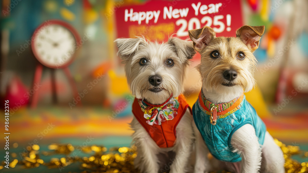 Pawsitive Vibes for 2025: Two adorable dogs ring in the New Year ...
