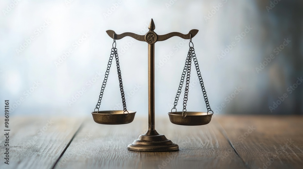 Balanced scales with check marks on both sides, symbolizing justice ...