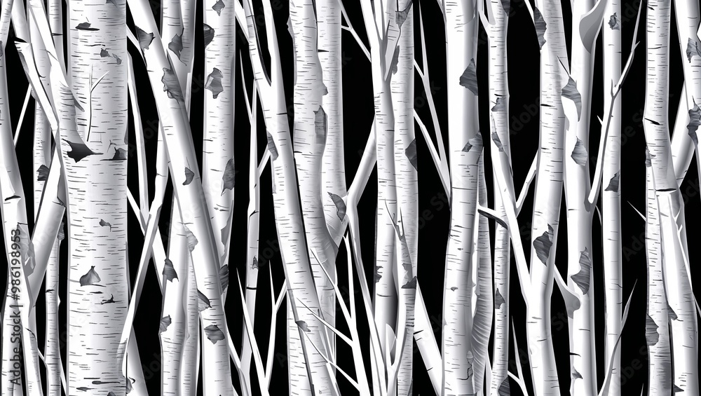 Photo & Art Print Silver birch bark linear marks seamless plain white ...