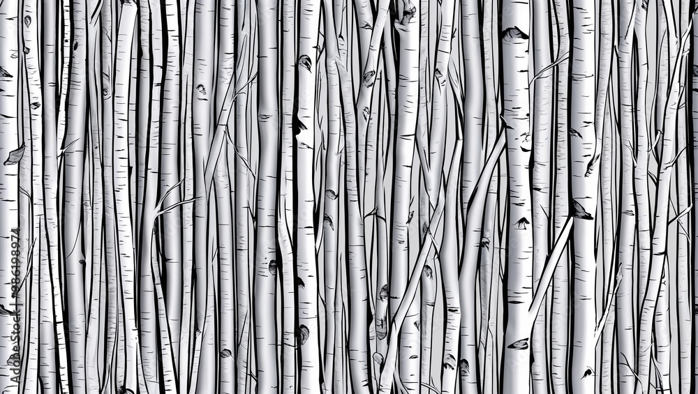 Silver birch bark linear marks seamless plain white background design ...