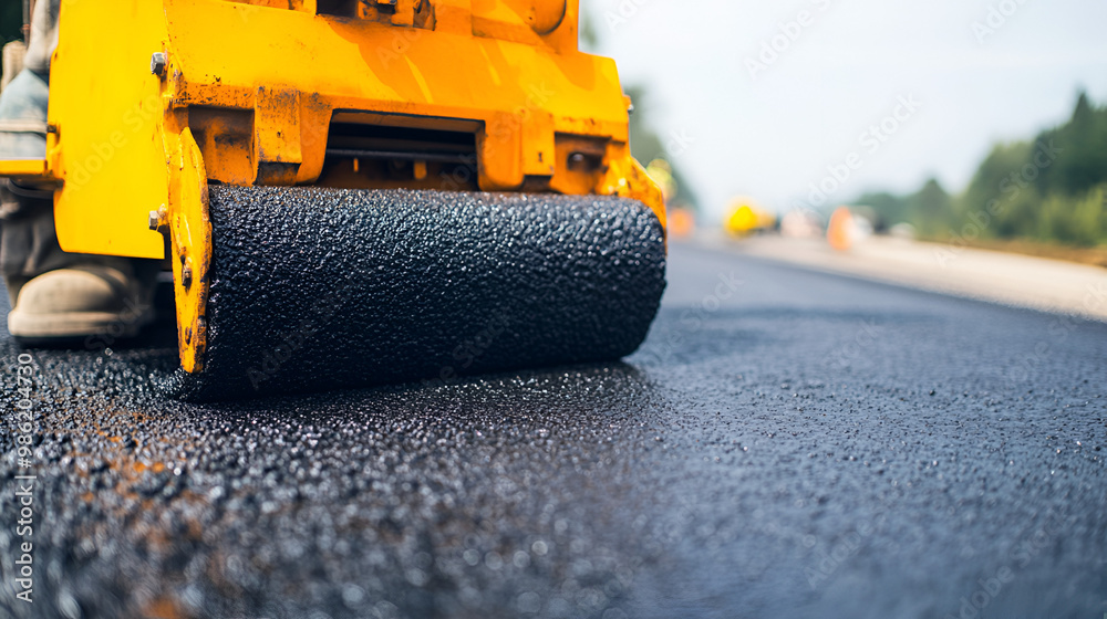 Civil engineer overseeing the roadway paving process, with a focus on ...