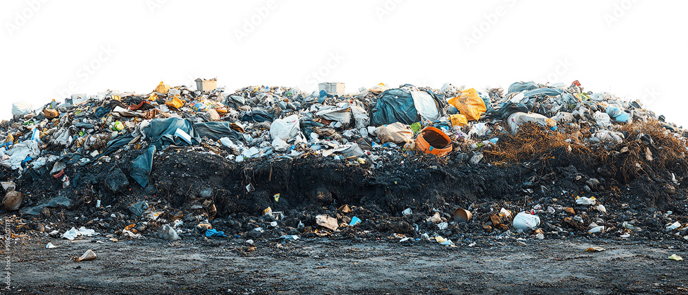 Garbage dump with decaying waste, isolated on white background, clip ...