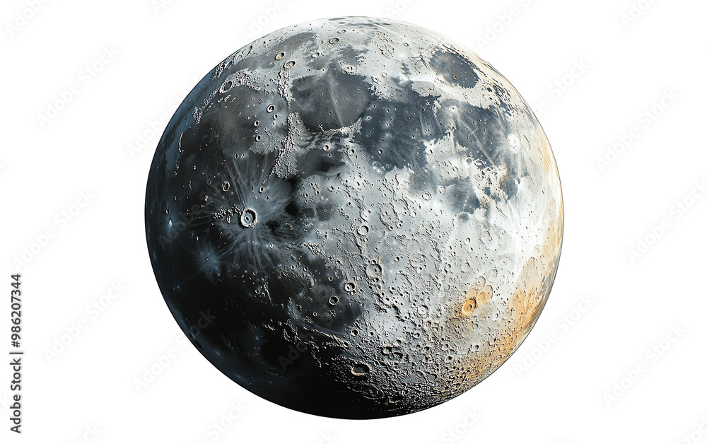 Barren moon orbiting a planet, isolated on white background, clip art ...