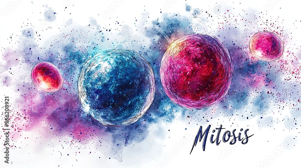 Beautifully crafted digital artwork illustrating the process of mitosis ...