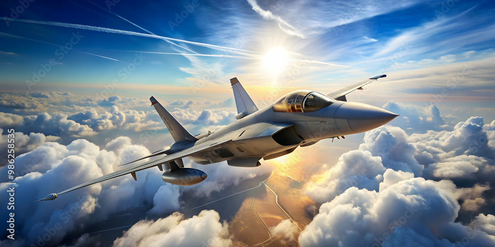 Sleek fighter jet soaring through the sky, fighter jet, military ...