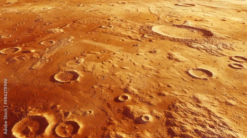 ภาพประกอบสต็อก Mars, a desolate planet with rugged landscapes, features ...