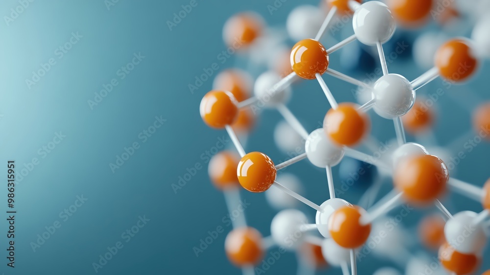 Detailed close-up of polymer cross-linking reactions, vibrant ...