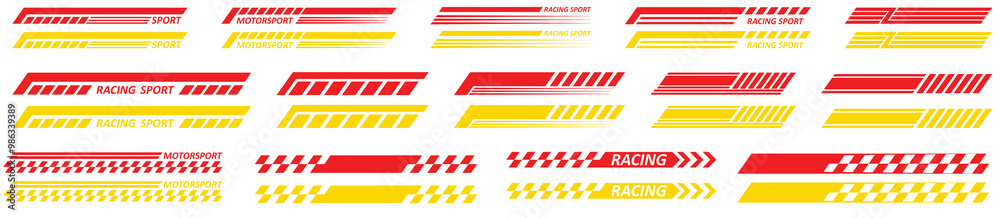 Yellow Golden racing sport car strips arrow and race line decals for ...