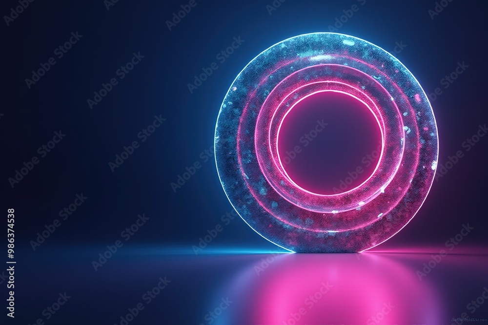 Futuristic neon circle loop in dark ambient setting for modern design ...