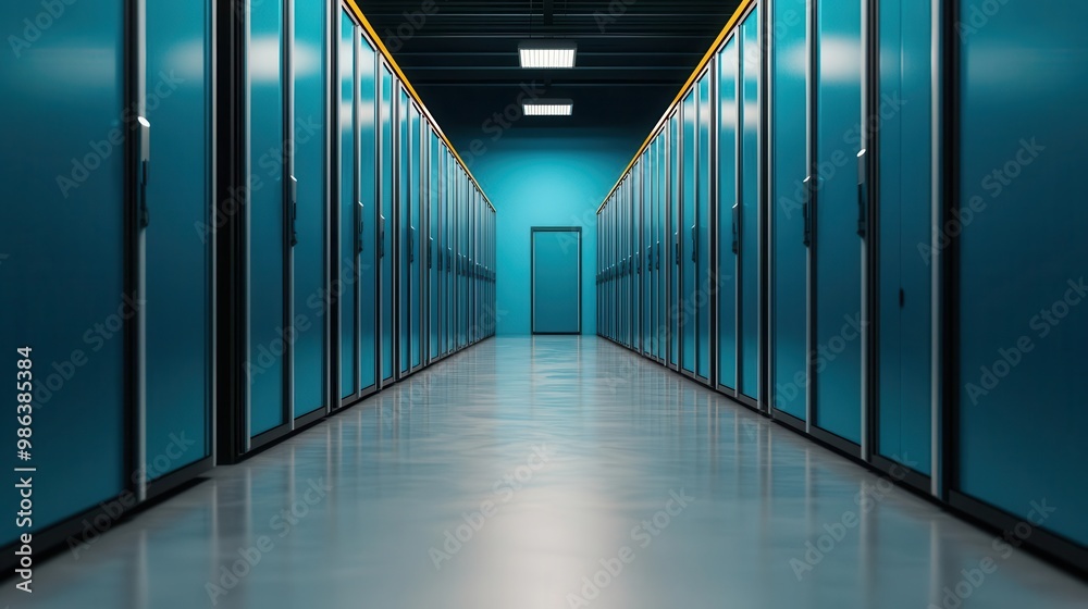 Cold storage section of a food warehouse, industrial refrigeration ...