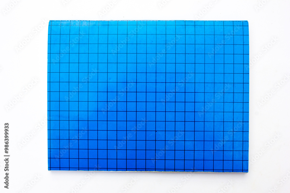 Blue grid paper with empty space for texts or dates isolated on white ...