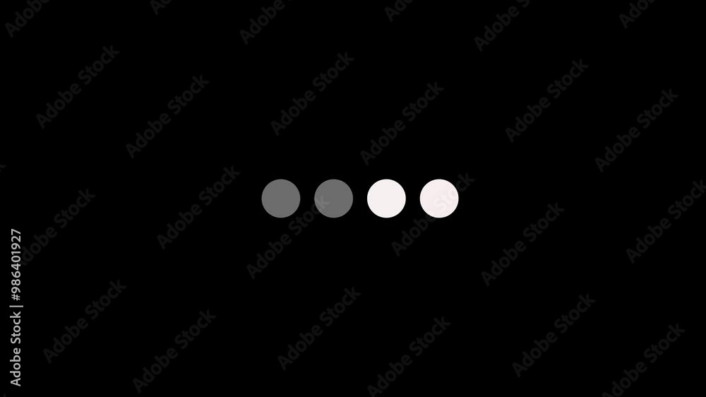 White dots loading animation on dark background. Animated loader for UI, cartoons, tv channels ...