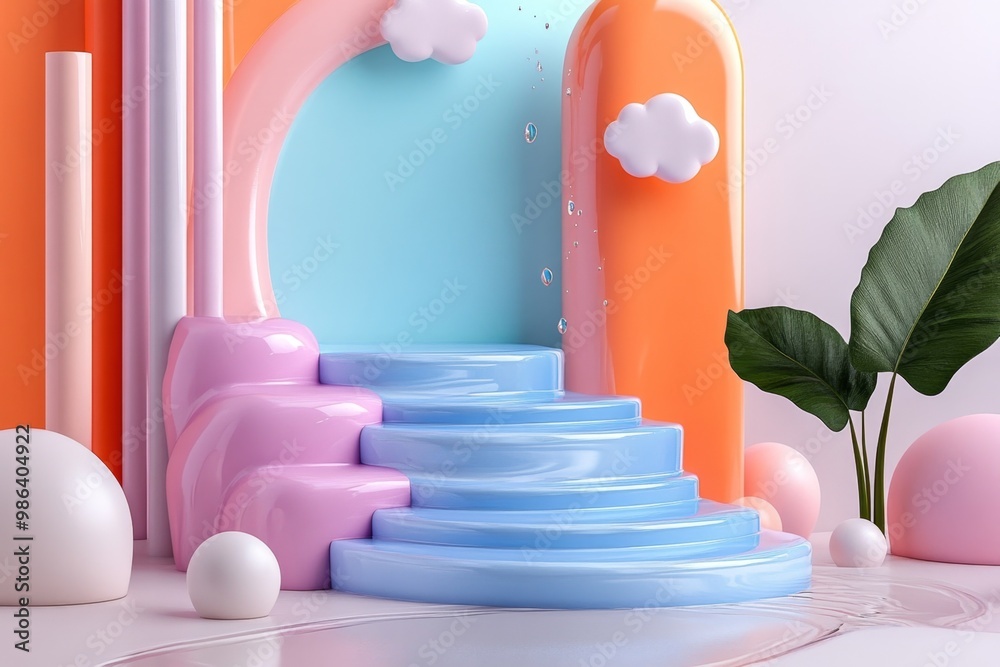 A cascading visual effect in a design project, with colors and shapes ...