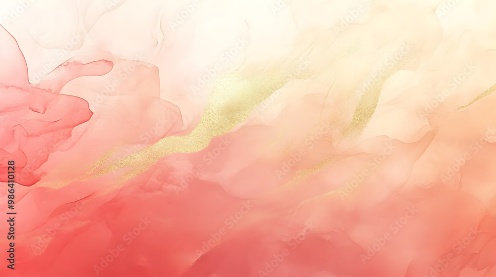 fondo pintado en efecto acuarela con color rosa coral y dorado ...