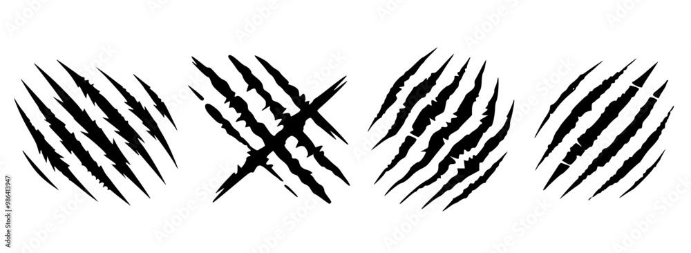 wild animal claw marks or scratch marks logotype icons isolated on ...