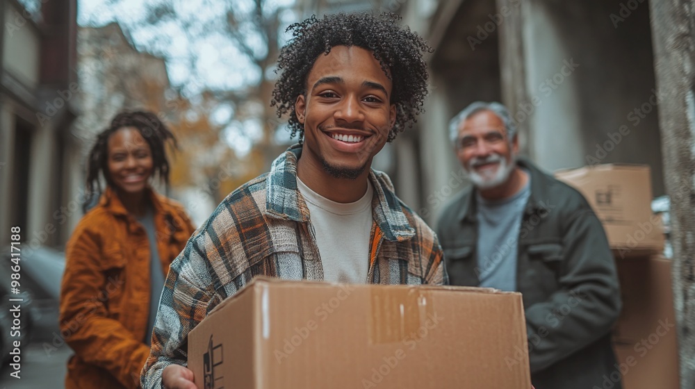 african american freshman student moving to the dorm with family ...