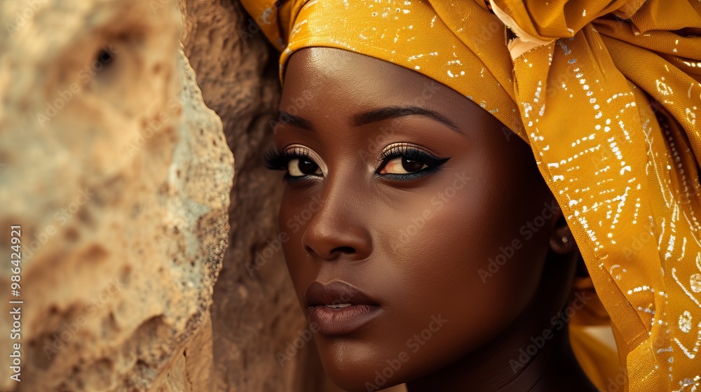 A powerful image showcasing a Nigerian woman with deep brown eyes and ...