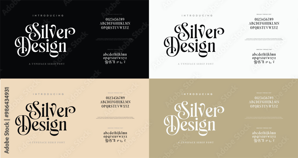 Collection of silver design premium font. Abstract Fashion font ...