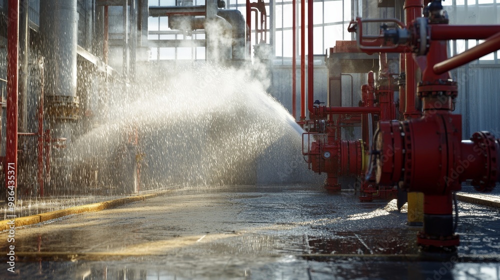 Emergency Industrial Fire Pump Test Malfunction with Damaged Hoses ...