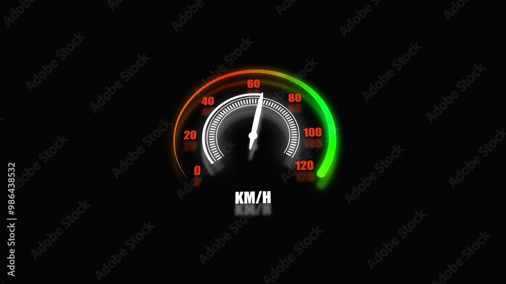 Speed meter or indicator conceptual animation. Indicator of speed meter ...