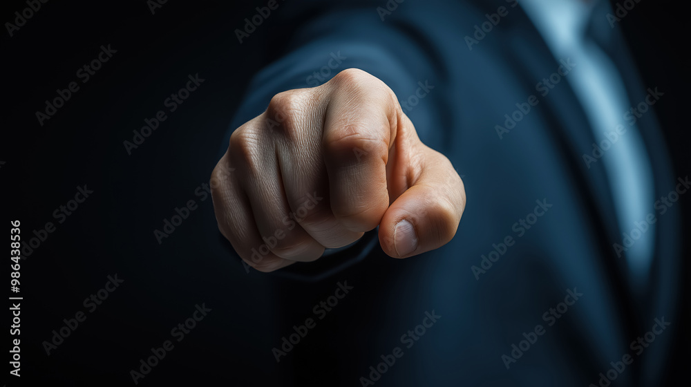 Hand is going to point directly at the viewer, with a dark background ...