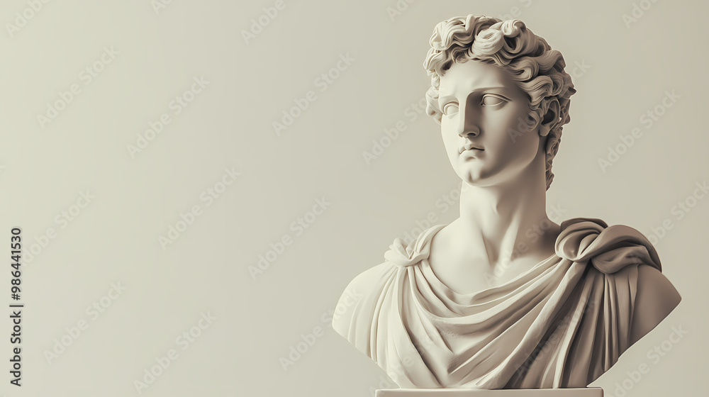 Elegant classical bust statue on a light background. artistic ...