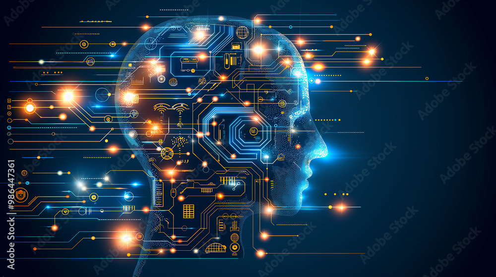 The concept of LLM, AI Large Language Model with icons concept. AI deep ...