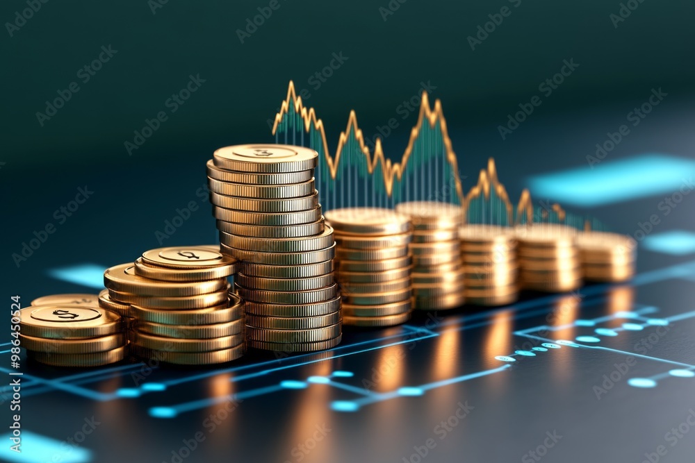 A graph showing compound interest growth, representing the long-term ...